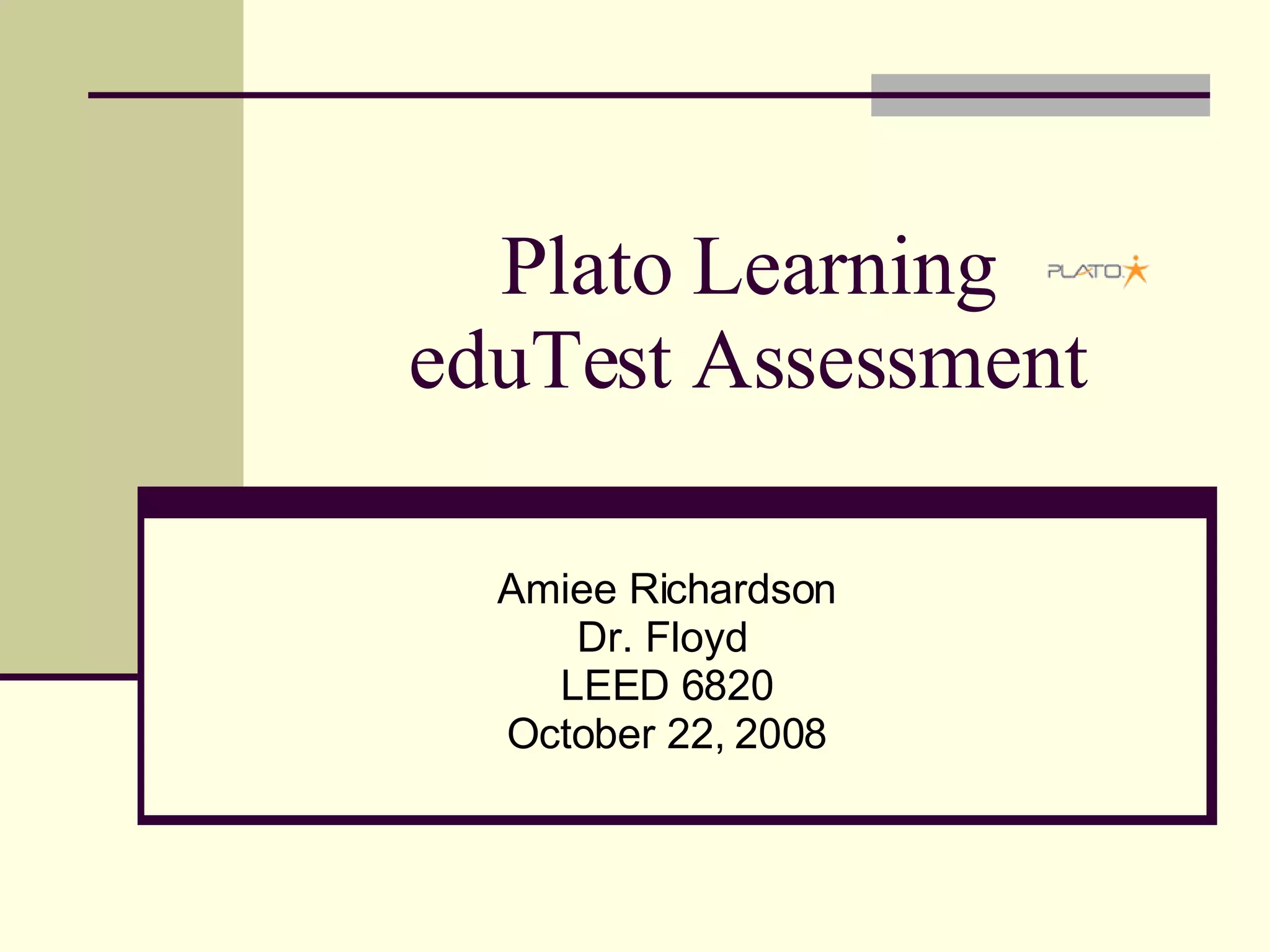 PLATO LEARNING eduTEST | PPT