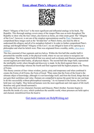 Plato Allegory Of The Cave Essay | PDF