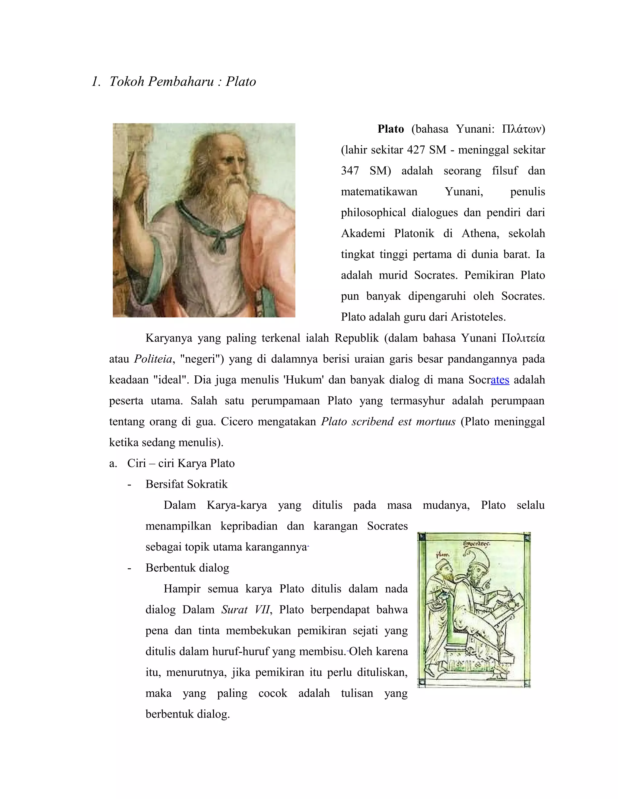 Tokoh Pembaharu : Plato, Aristoteles, Ptolomeus | DOC