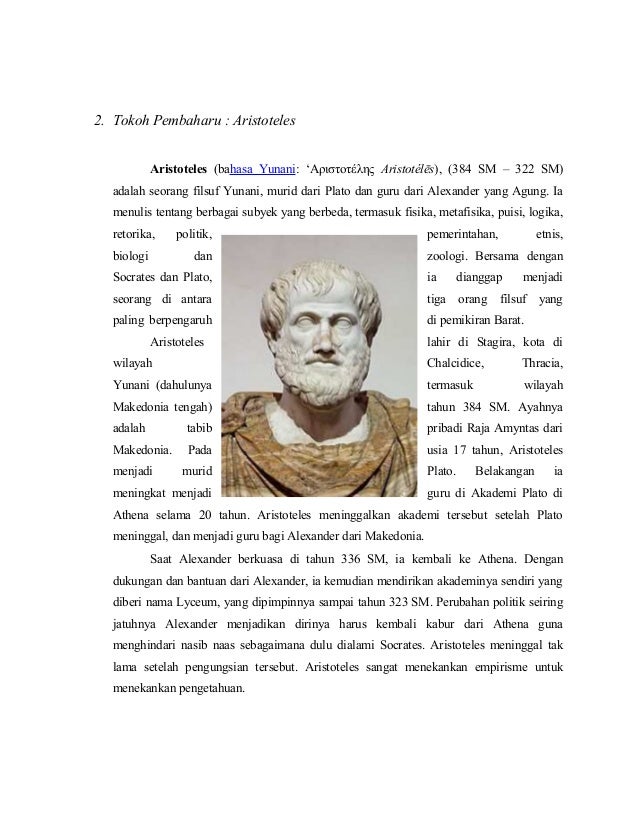 Tokoh Pembaharu : Plato, Aristoteles, Ptolomeus