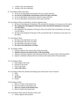 Plato multiple choice questions | PDF