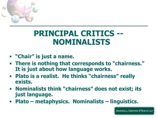 Plato Nominalism And Patents | PPT