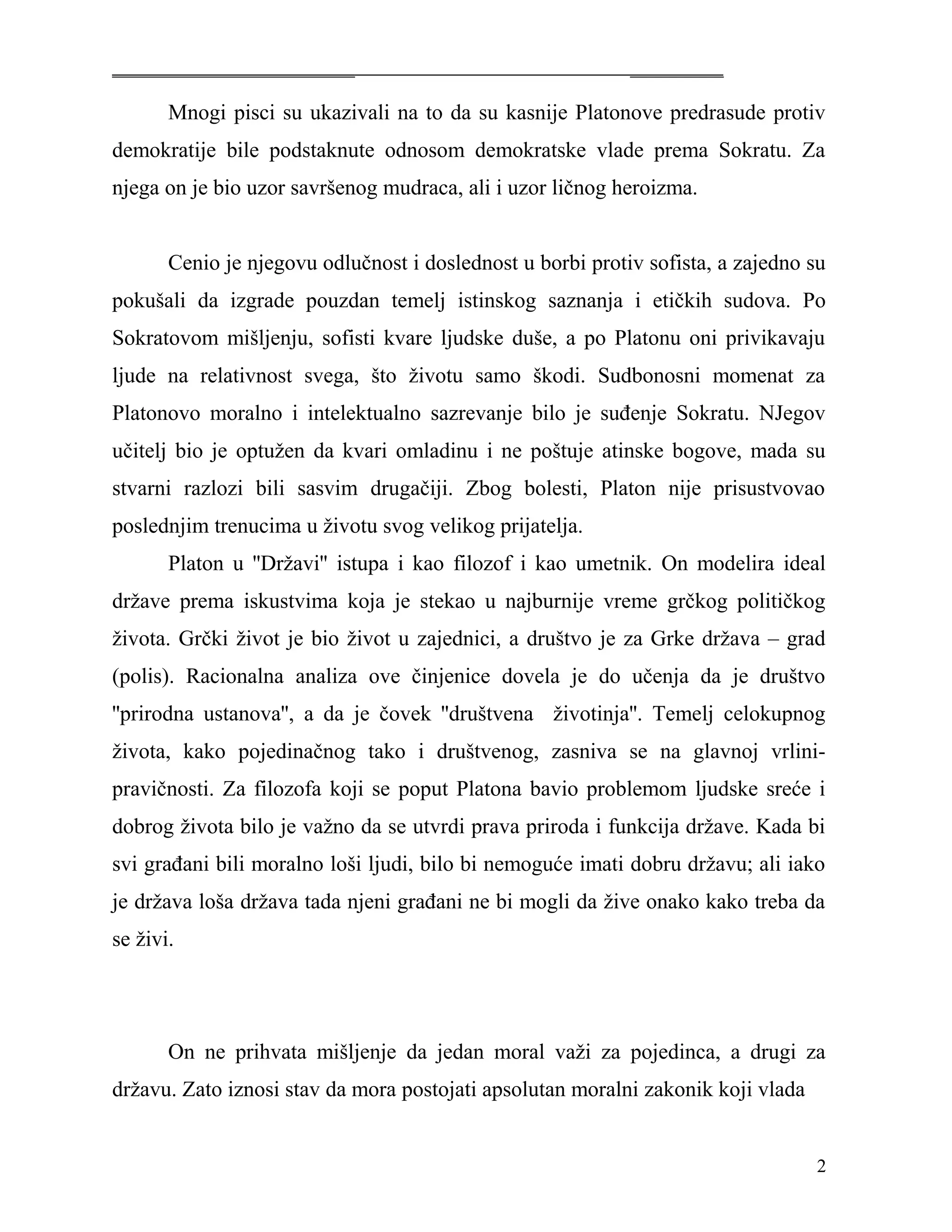 Platonova drzava filozofija | DOC