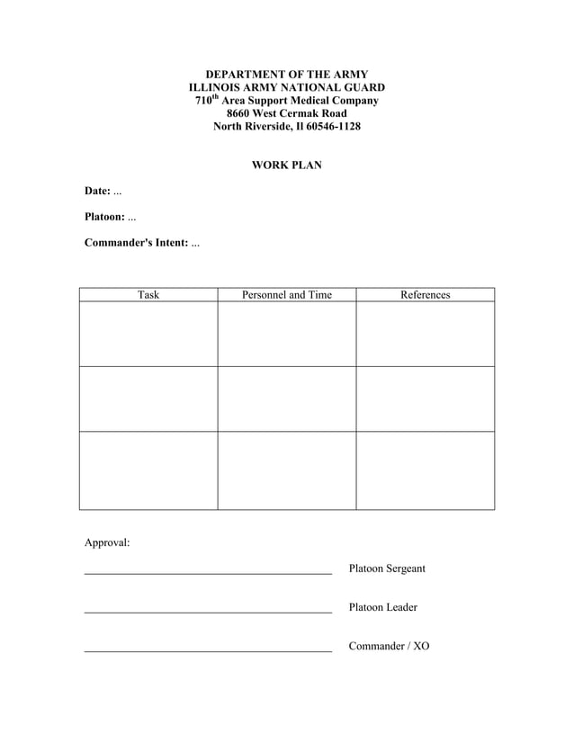 Platoon Work Plan | DOCX