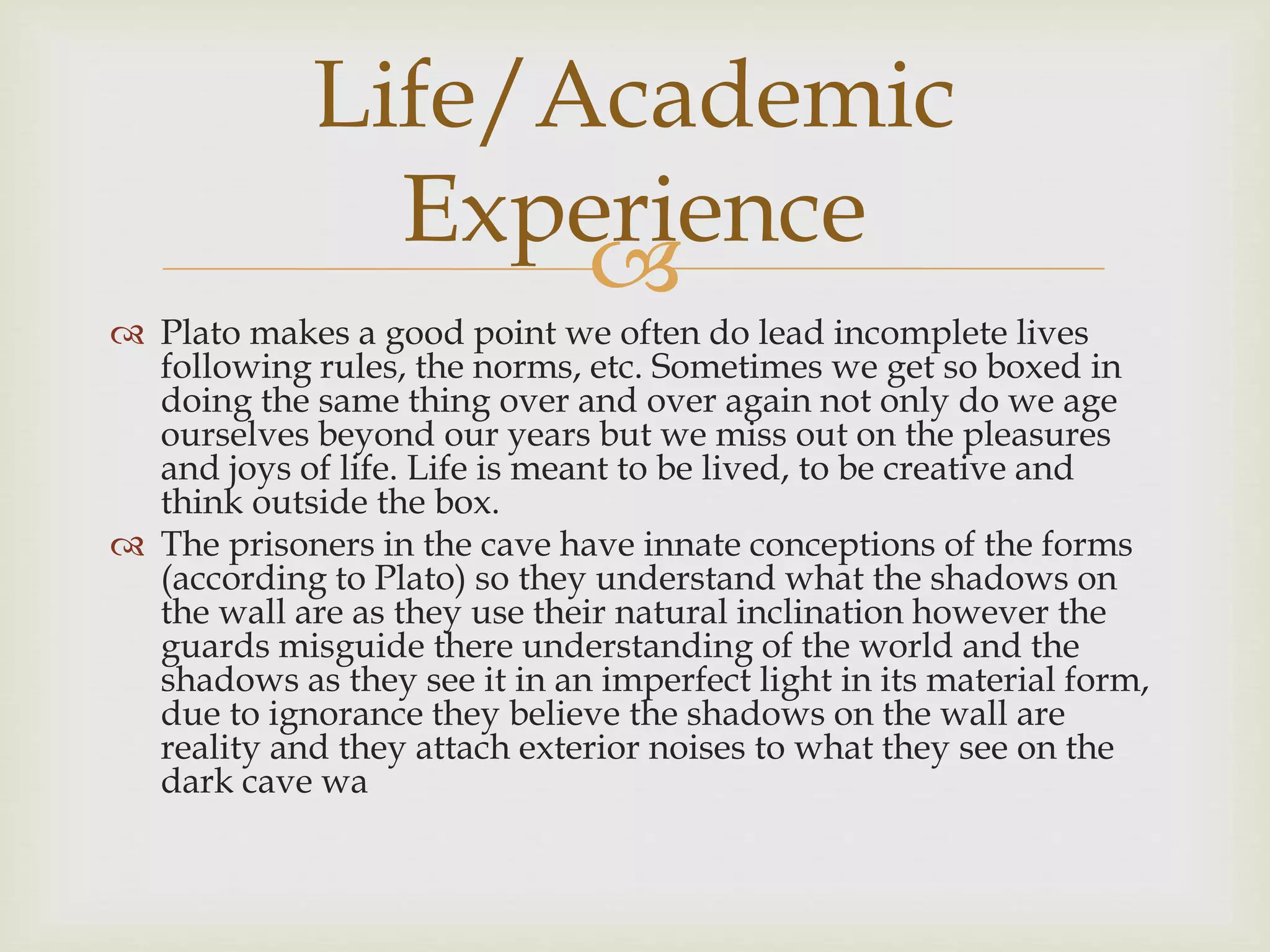 Plato’s allegory of the cave | PPT
