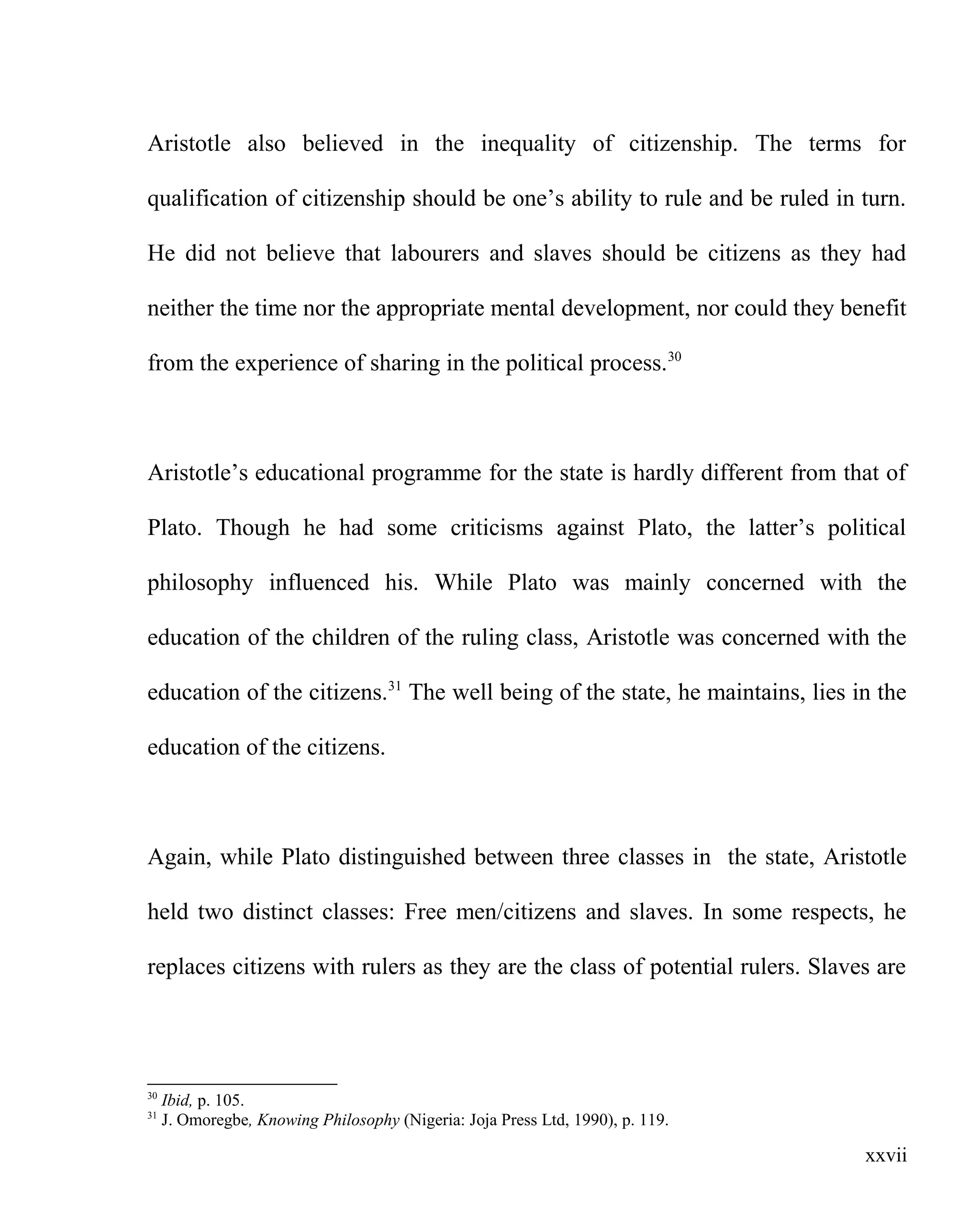 Plato’s class distinction the backdrop of contemporary education | DOC