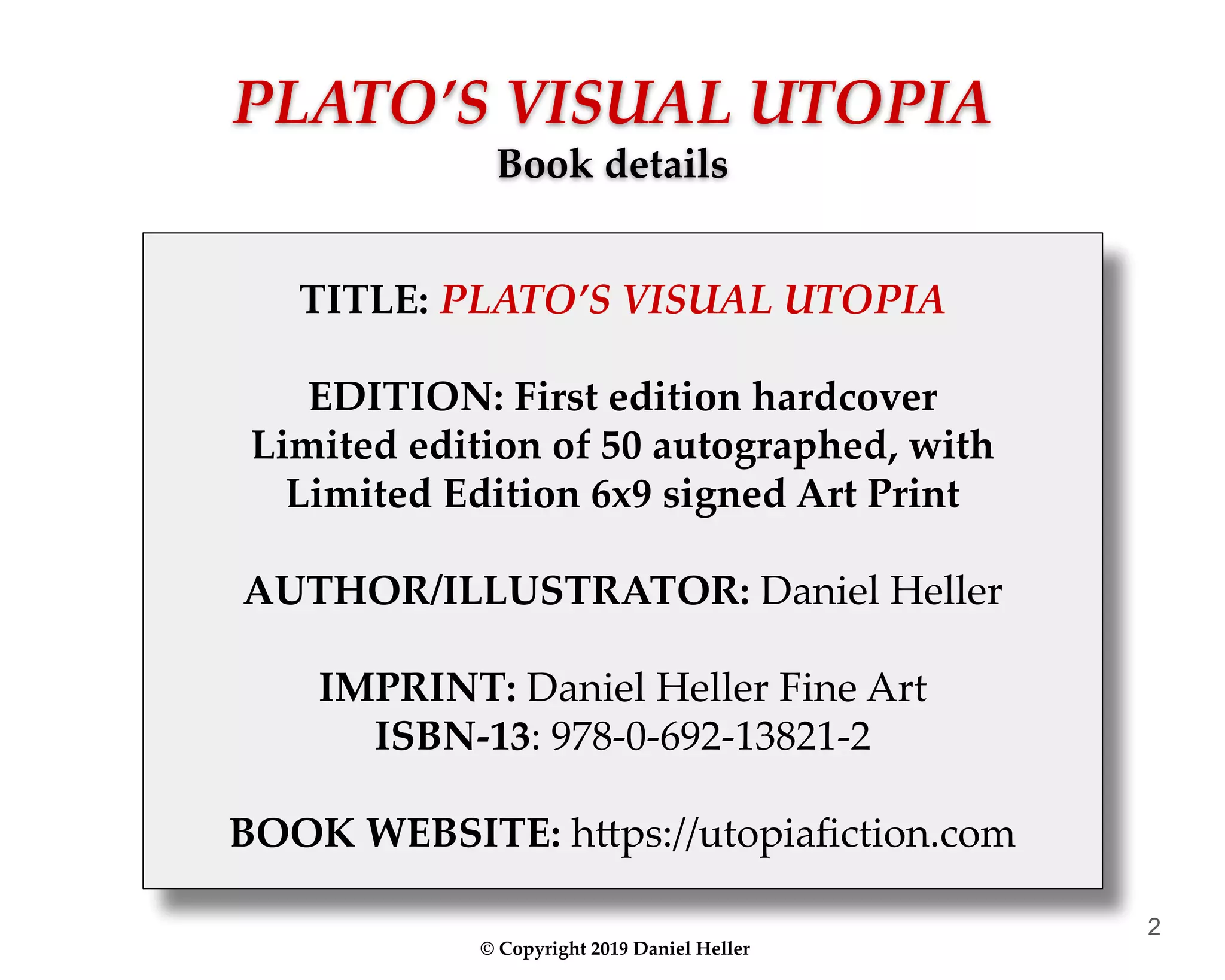 New book presentation 'Plato's Visual Utopia' by Daniel Heller | PPT