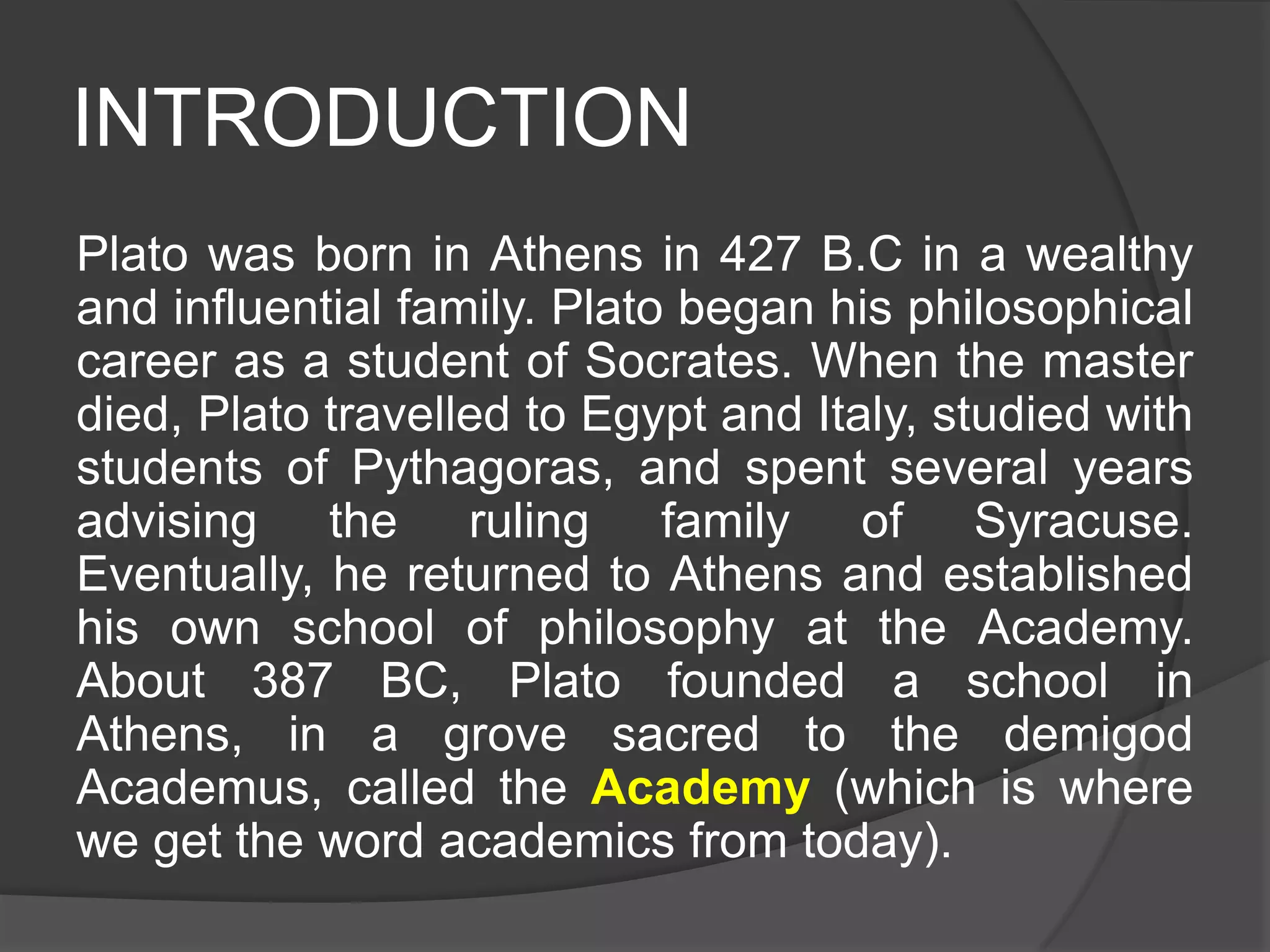 Plato’s philosophy in education | PPTX