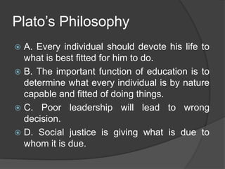 Plato’s philosophy in education | PPTX