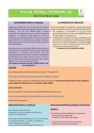 Pla treball setena setmana | DOCX