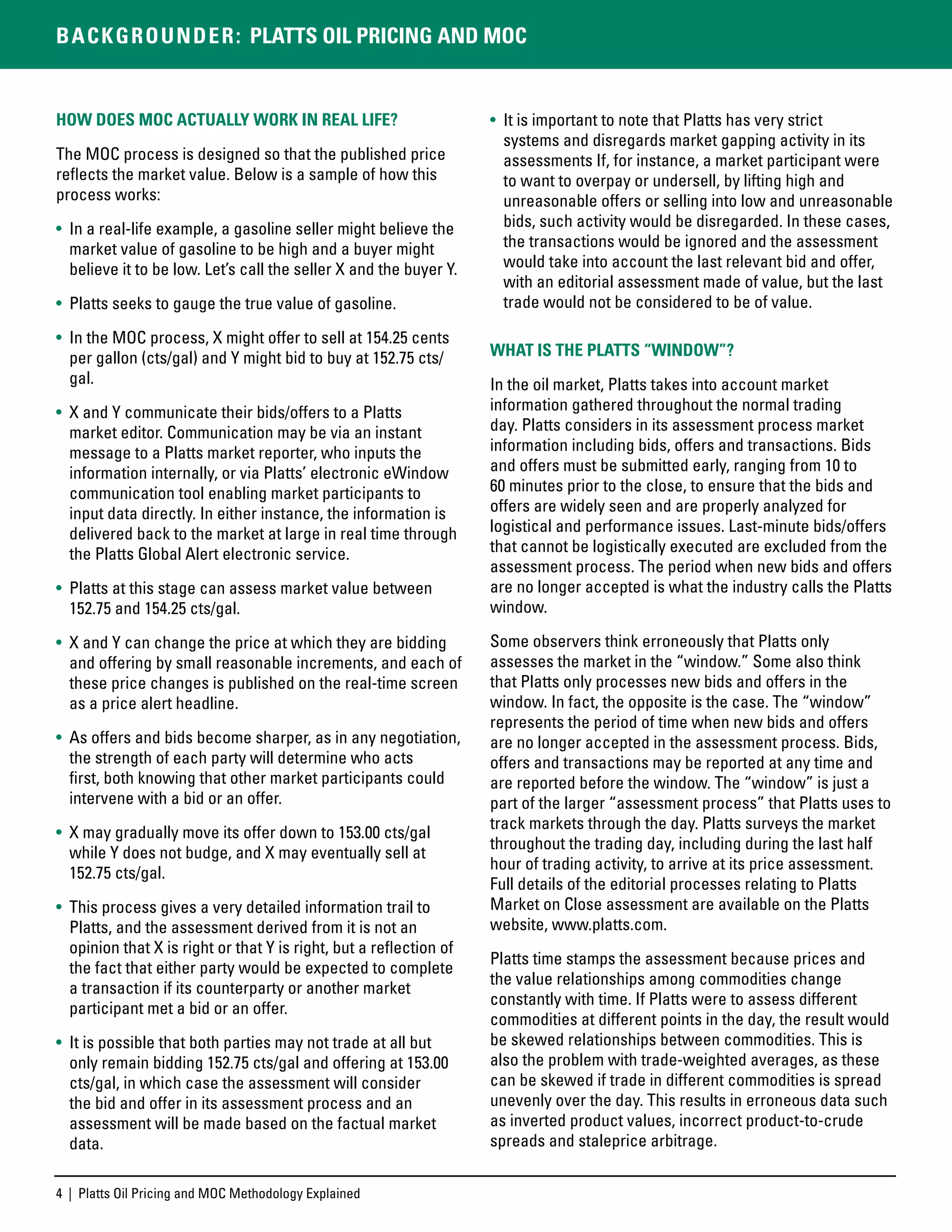 Platts Oil Pricing and MOC Methodology Explained | PDF