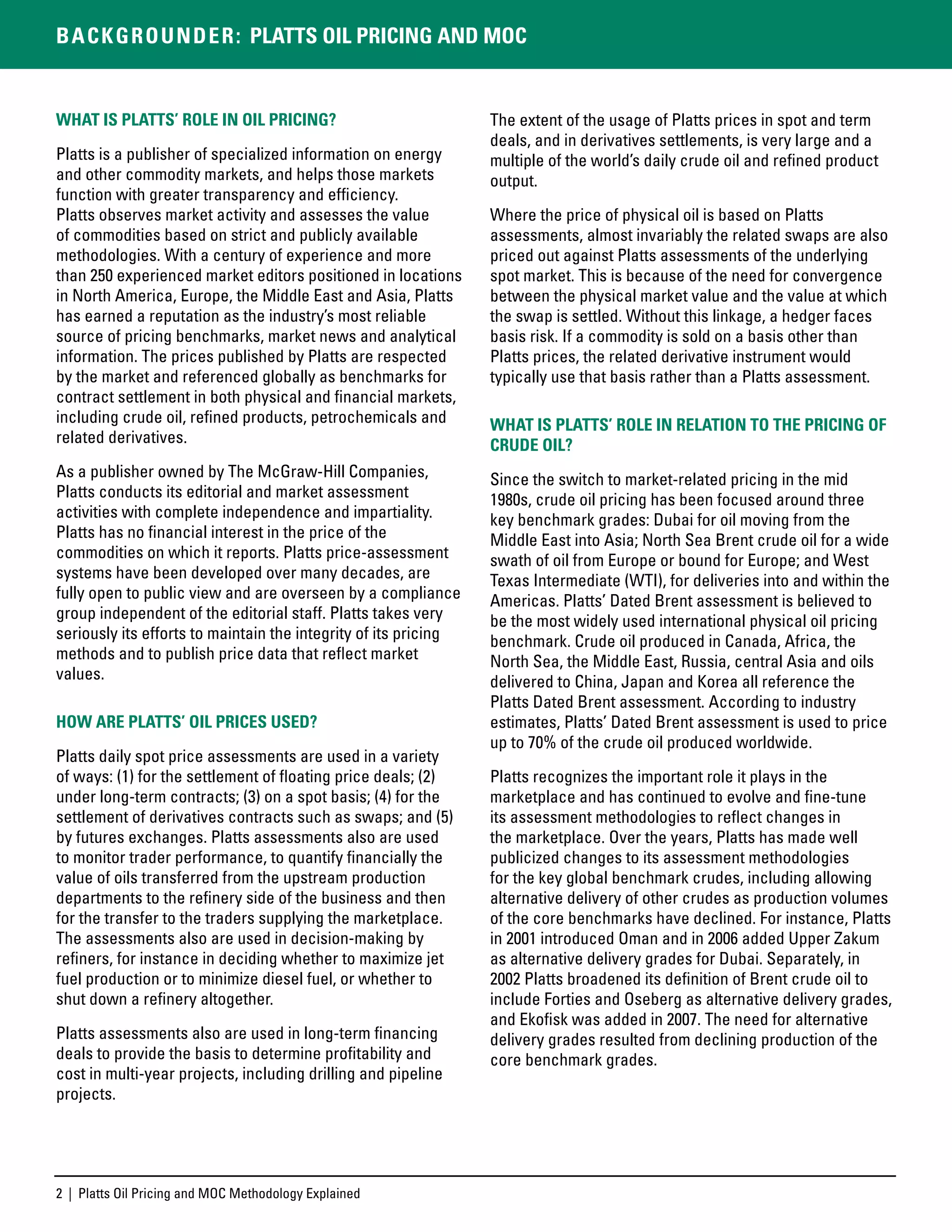 Platts moc explained | PDF