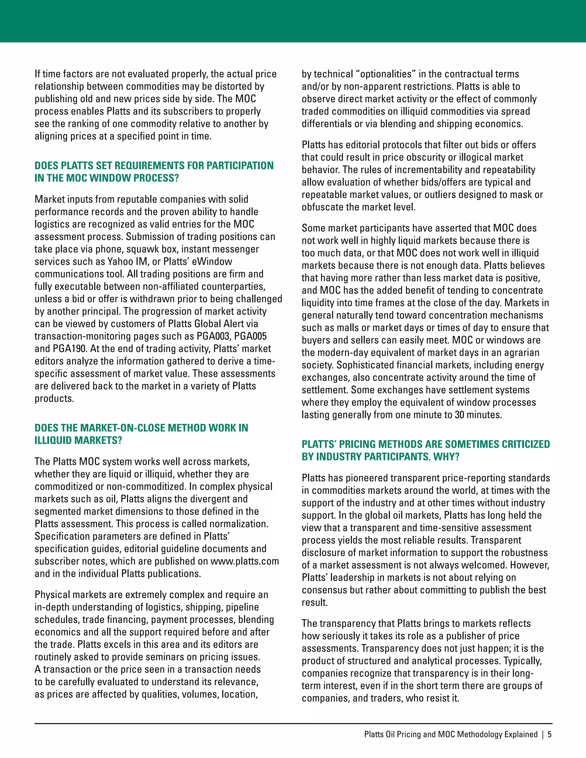 Platts moc explained | PDF