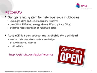 Self-awareness at the Hardware/Software Interface - Marco Platzner | PPT