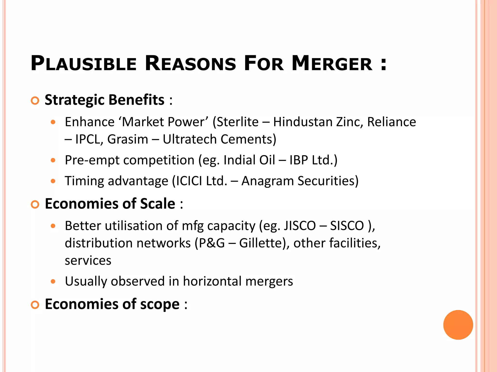 Plausible and dubious reasons for mergers | PPSX