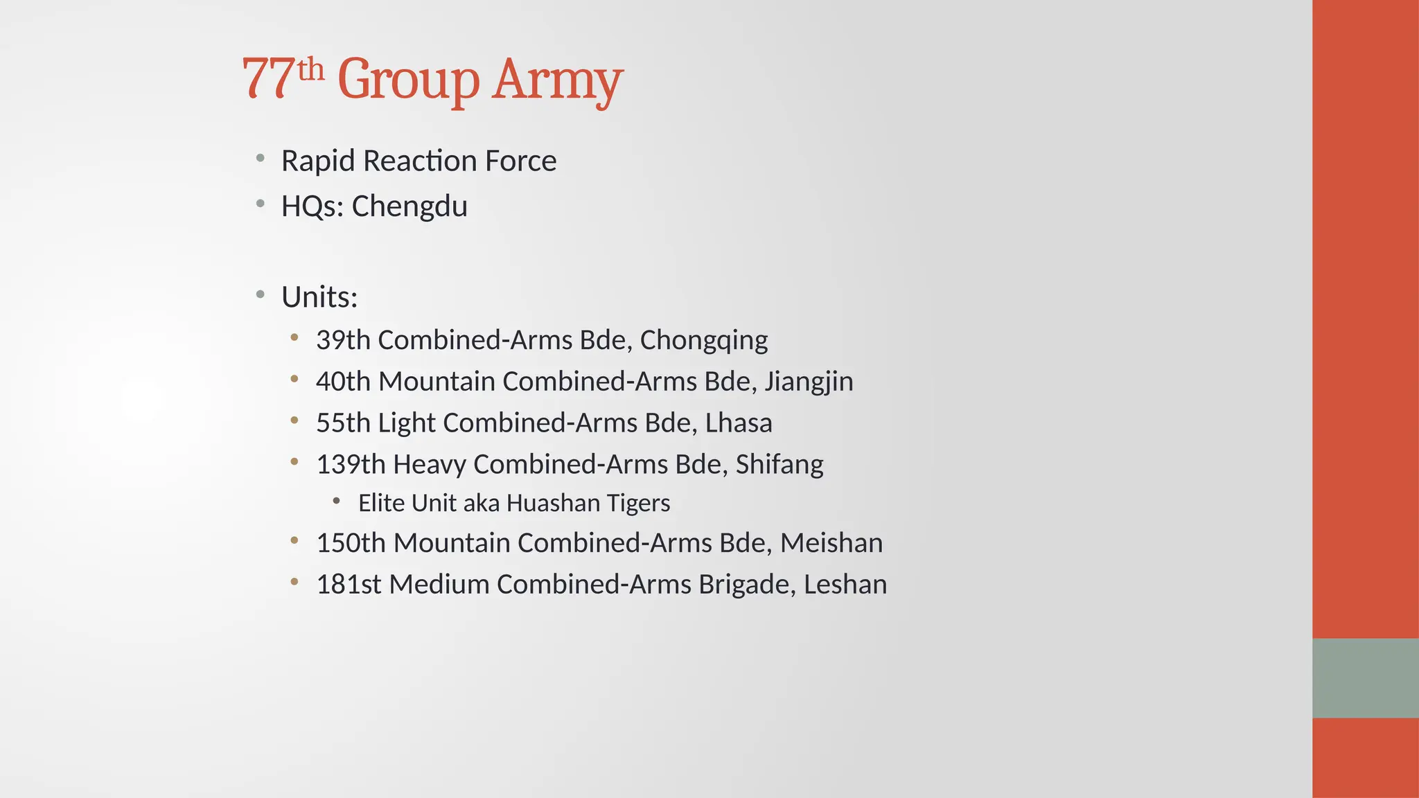 PLA Transformation from Theatre Command Mode to Combined Armed Brigades ...