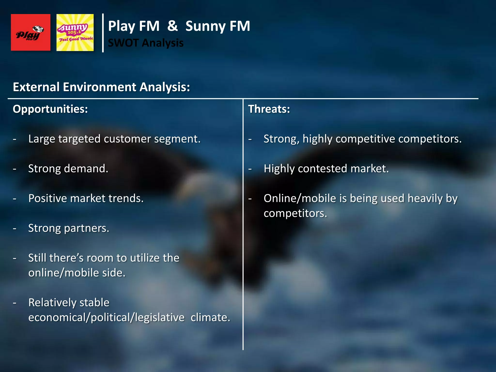 Play 99.6 & Sunny FM SWOT Analysis | PPTX