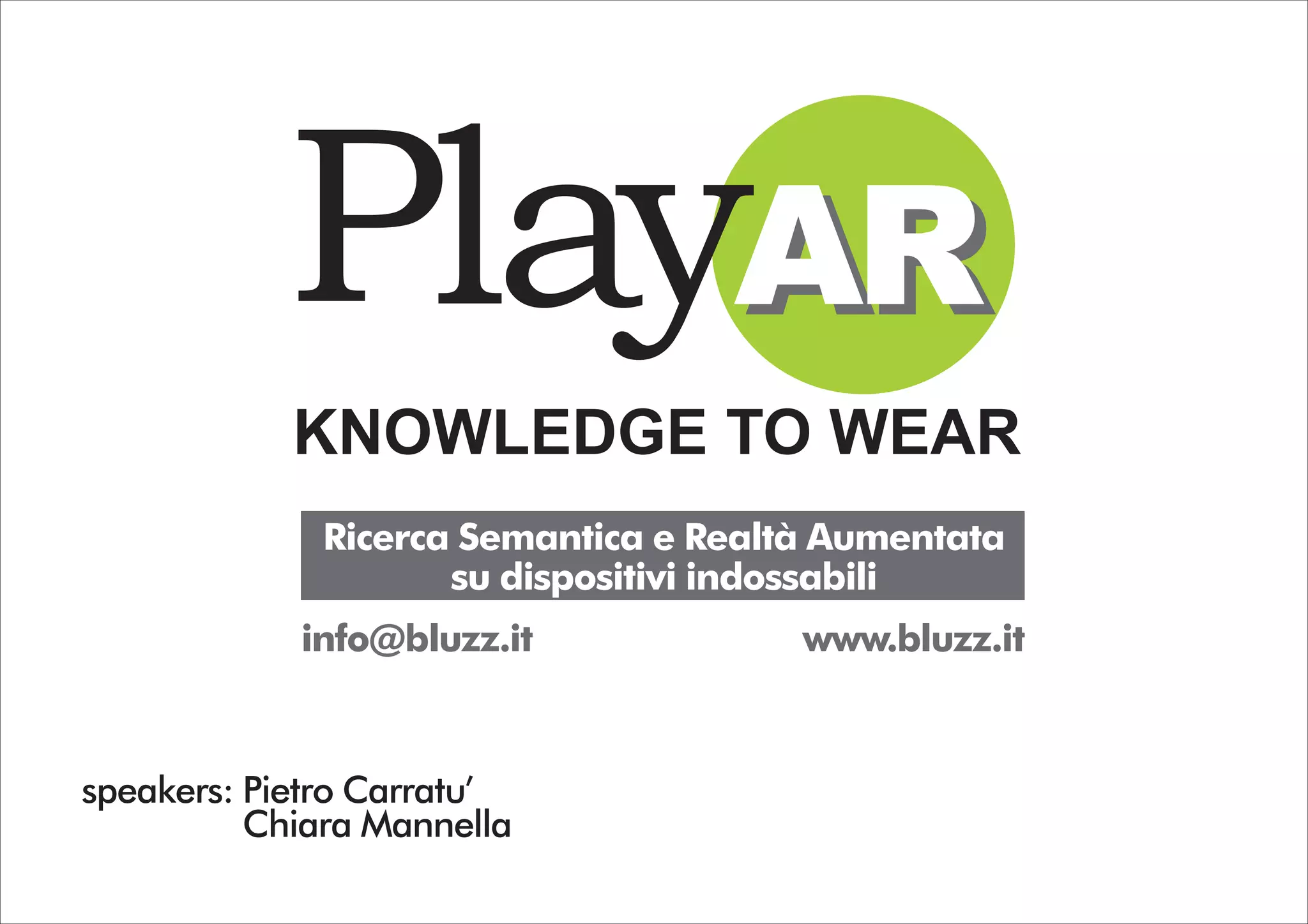 PlayAR - Knowledge to wear | PPT