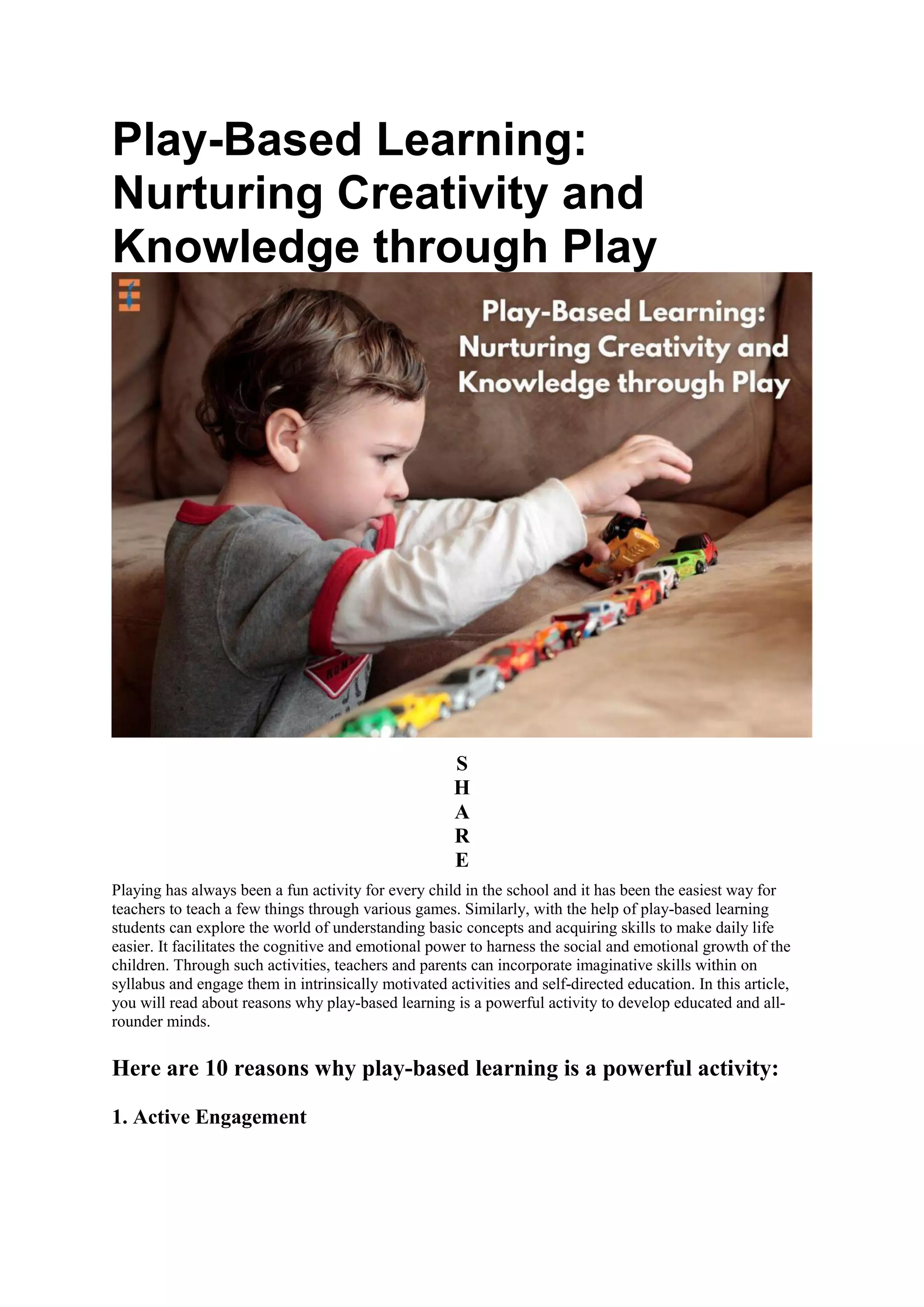 Why Play-based Learning Is A Powerful Activity? 10 Best Reasons ...