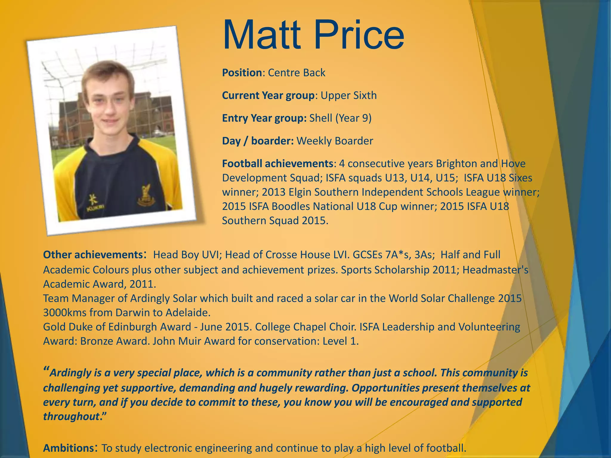 Football player profiles | PPTX