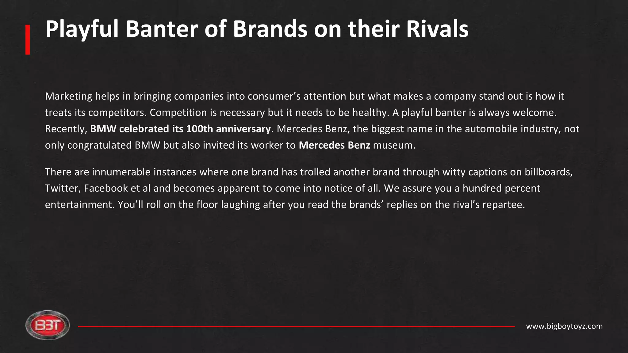Playful banter of brands on their rivals | PPTX
