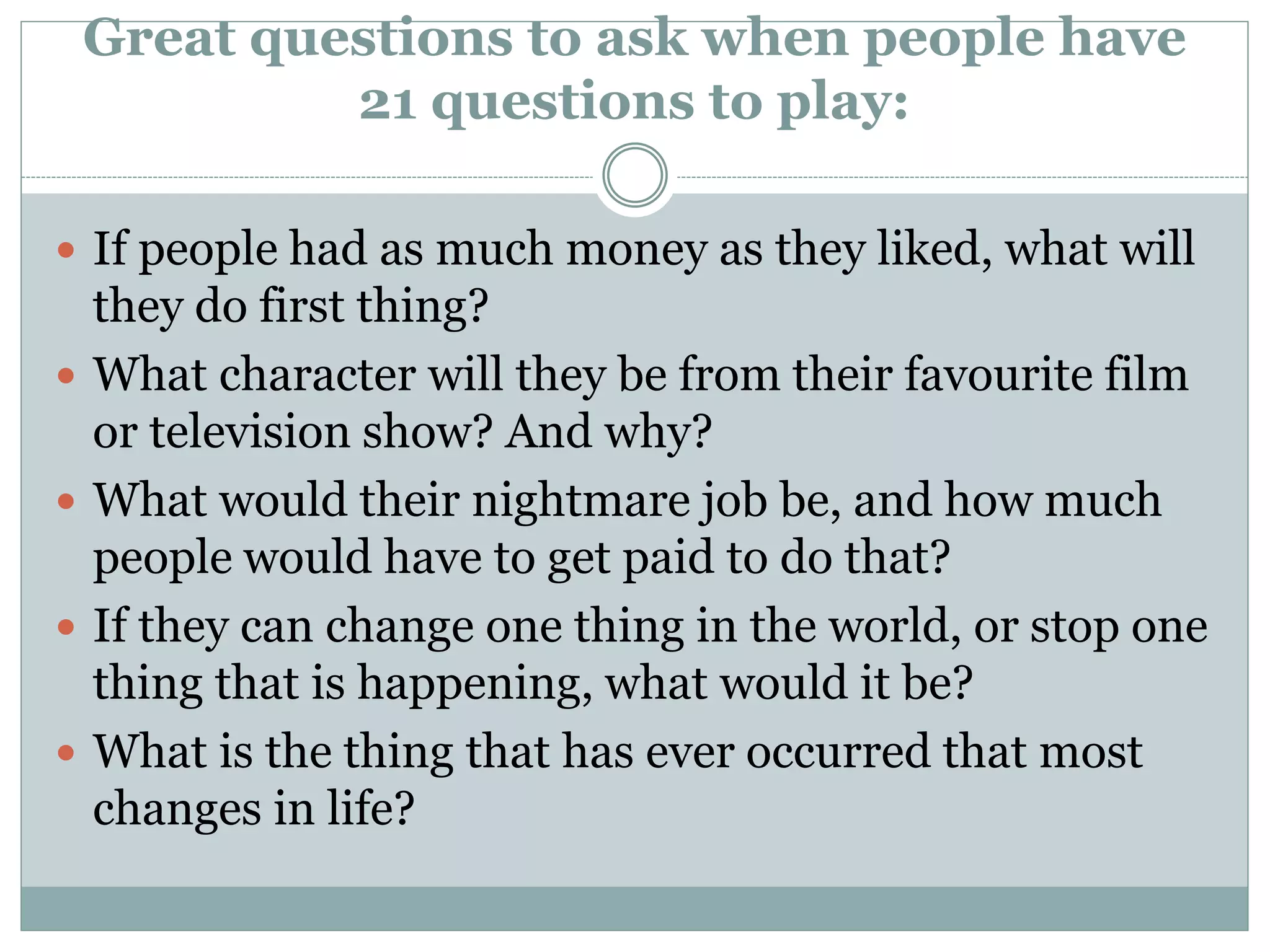 Playing 21 questions game | PPT