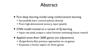 Playing atari with deep reinforcement learning | PPT