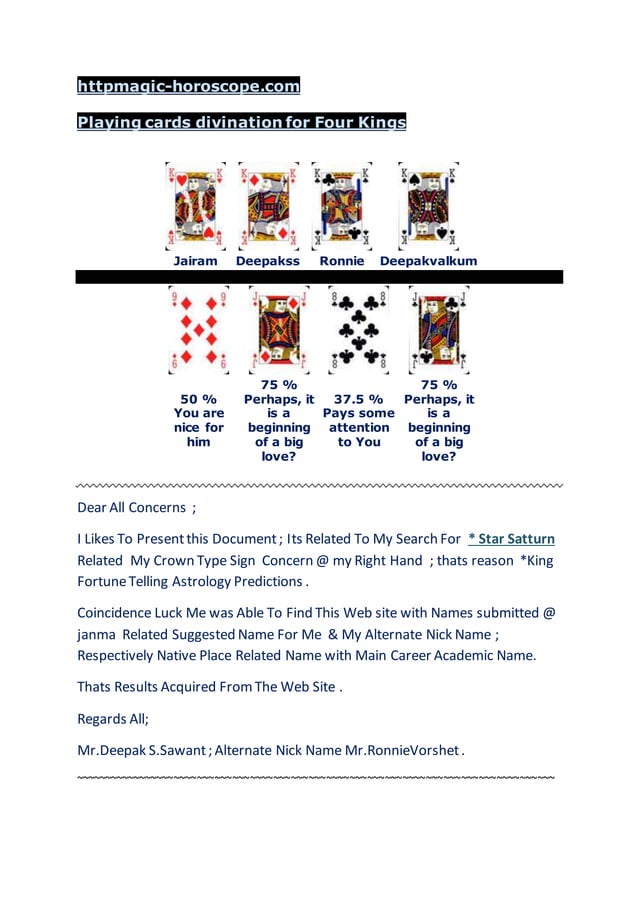 ( Playing cards divination for four kings ) | DOCX