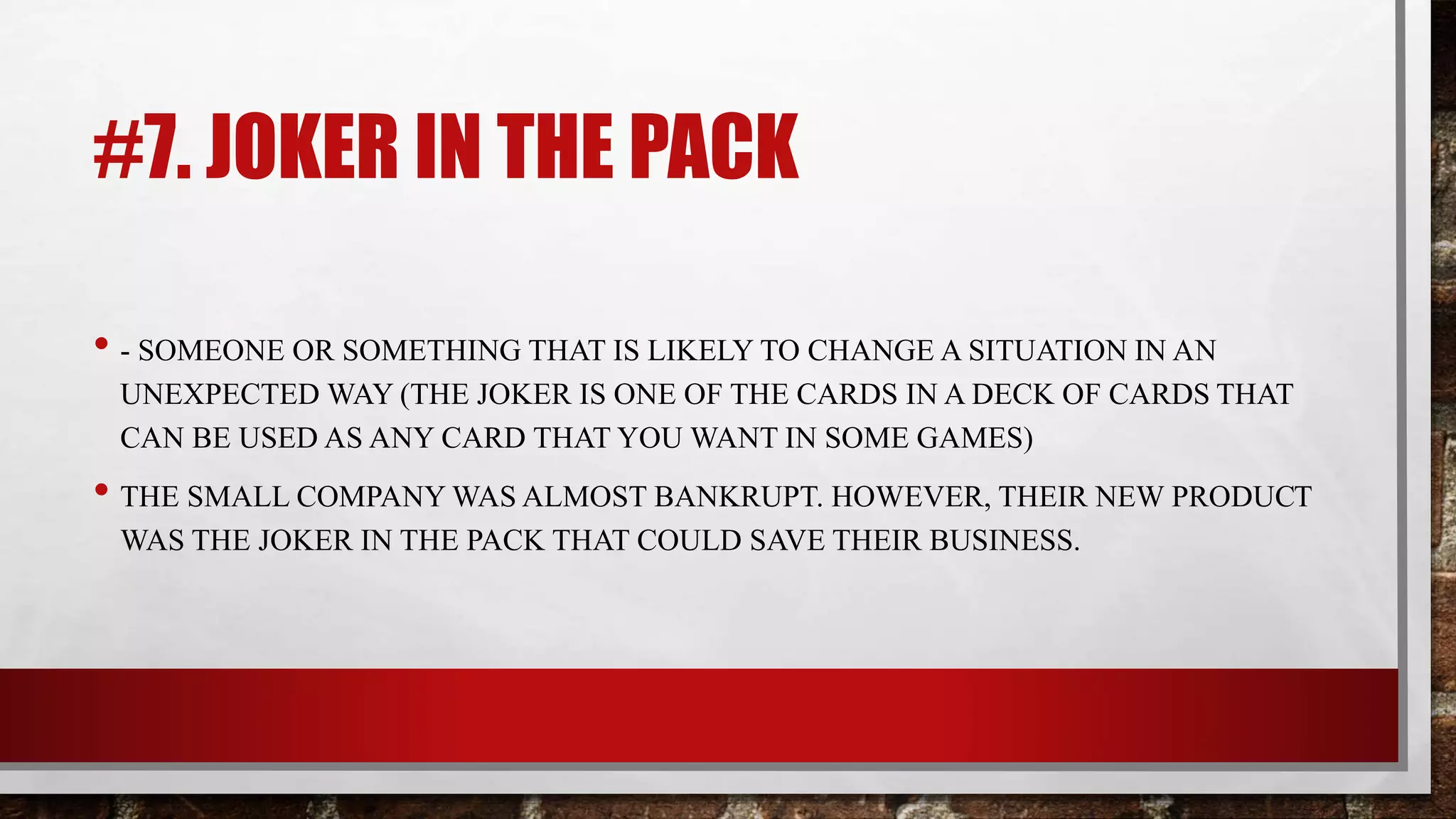 Playing cards idioms | PPTX