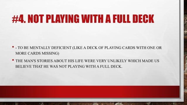 Playing cards idioms | PPTX | Card Games | Games and Puzzles