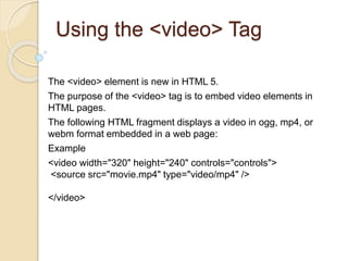 Playing videos in html | PPT