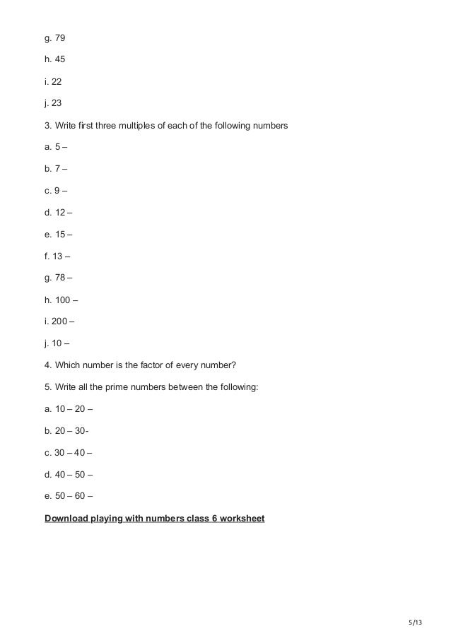 Playing with Numbers Class 6 Maths Questions Worksheet.pdf