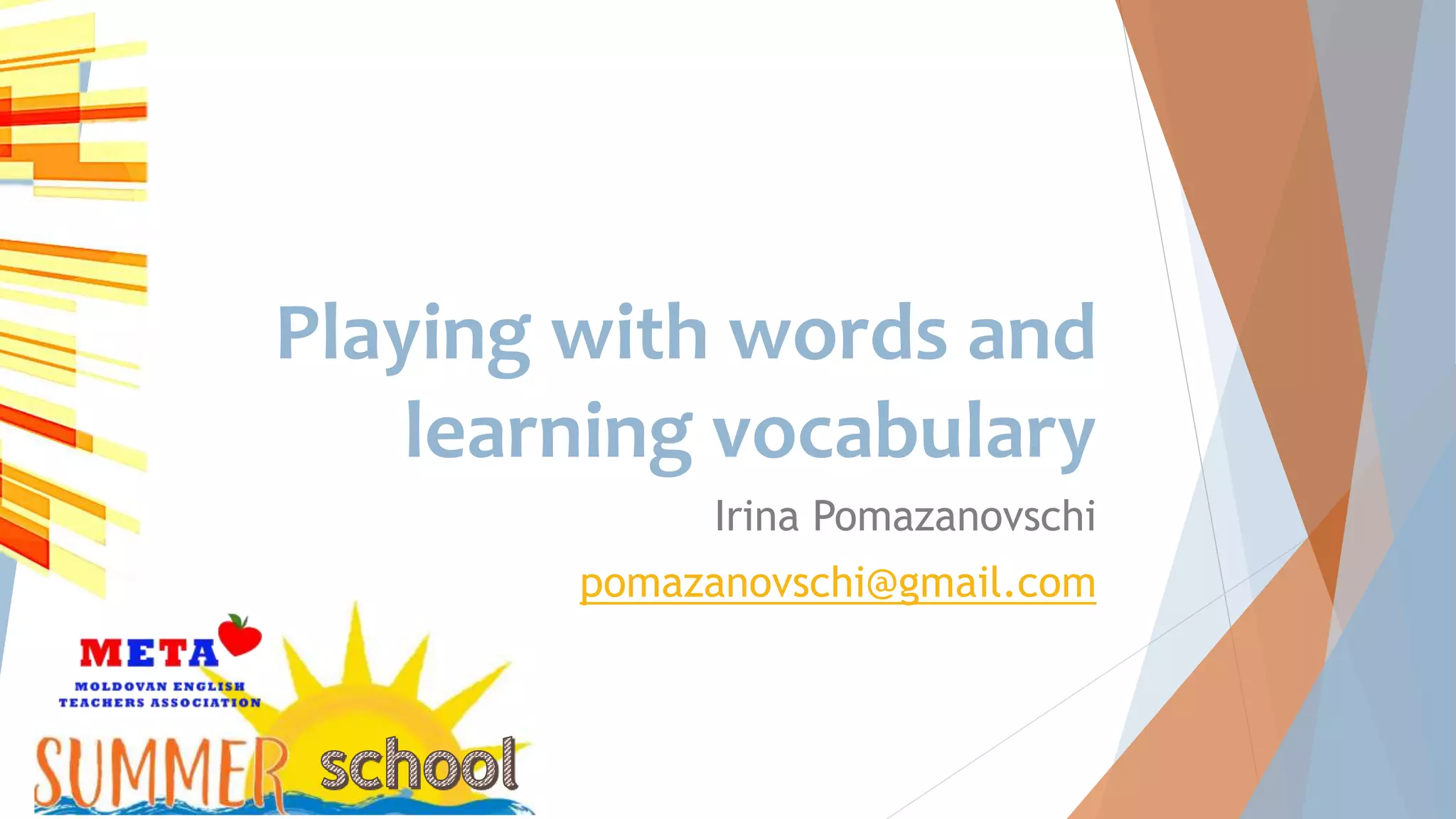 Playing with words and learning vocabulary | PPTX