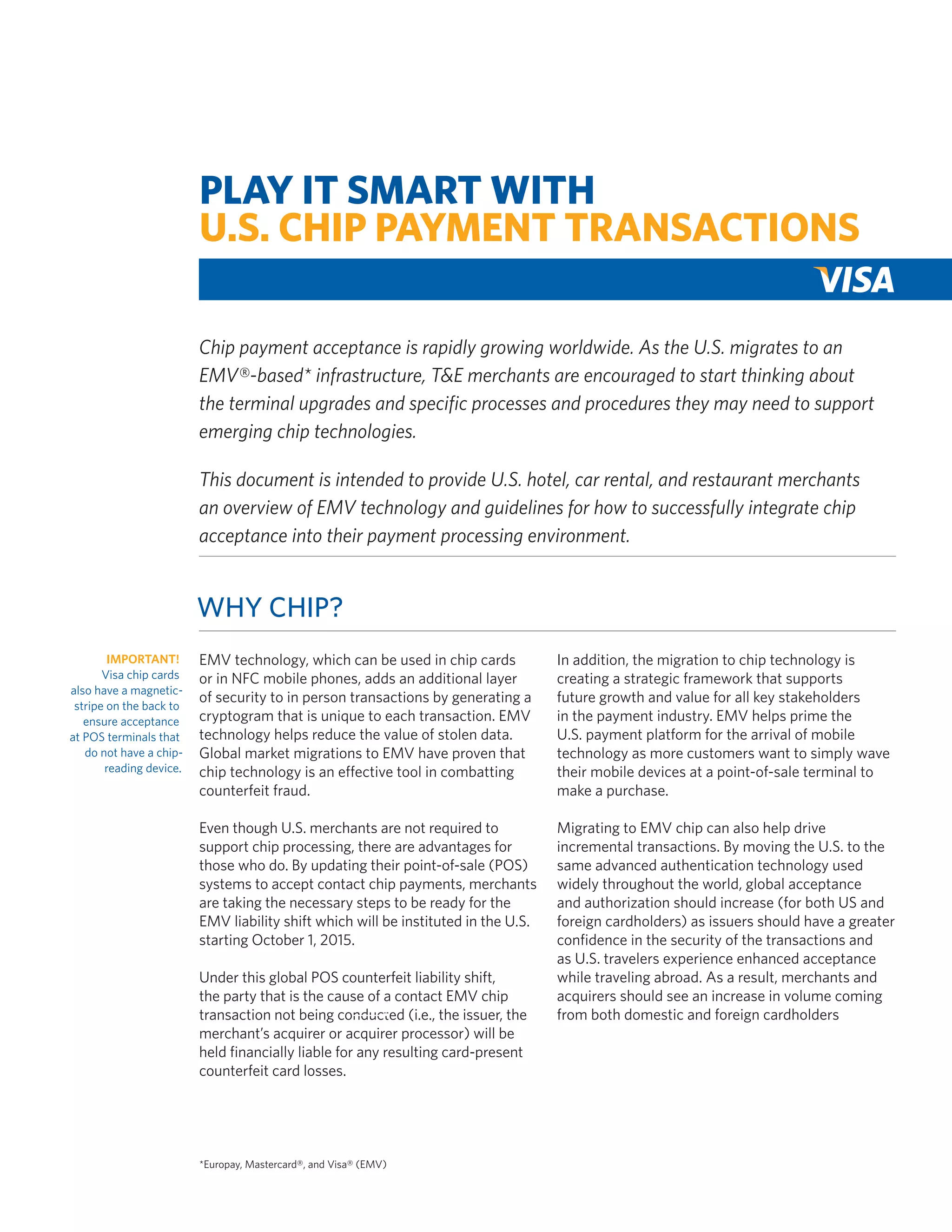 Play It Smart with U.S. Chip Payment Transactions | PDF