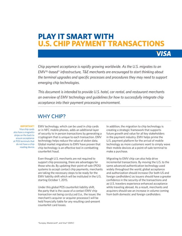 Play It Smart with U.S. Chip Payment Transactions | PDF