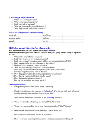 Playmeo reading | PDF | Internet for Beginners | Internet
