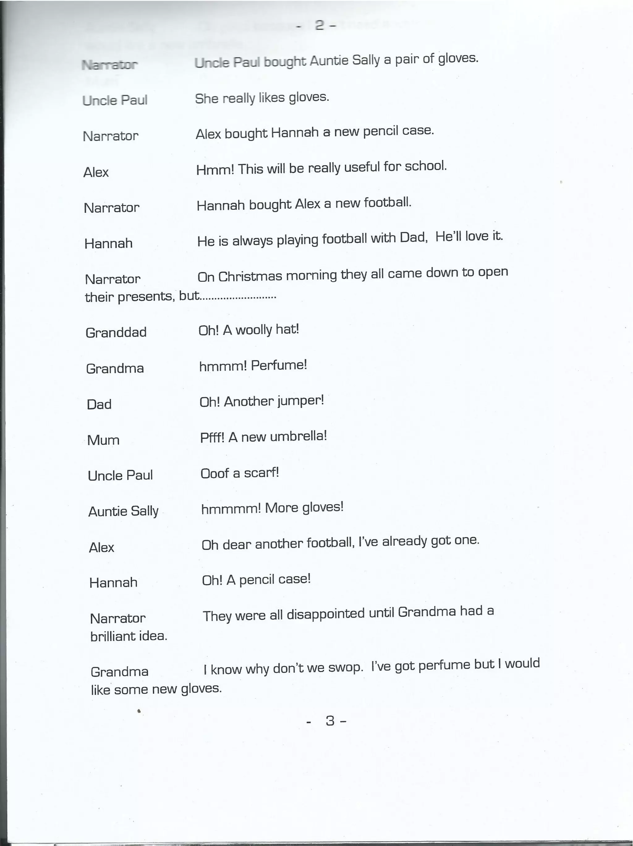 Playscript for wrong presents | PDF