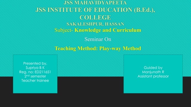 Play way Method | PDF