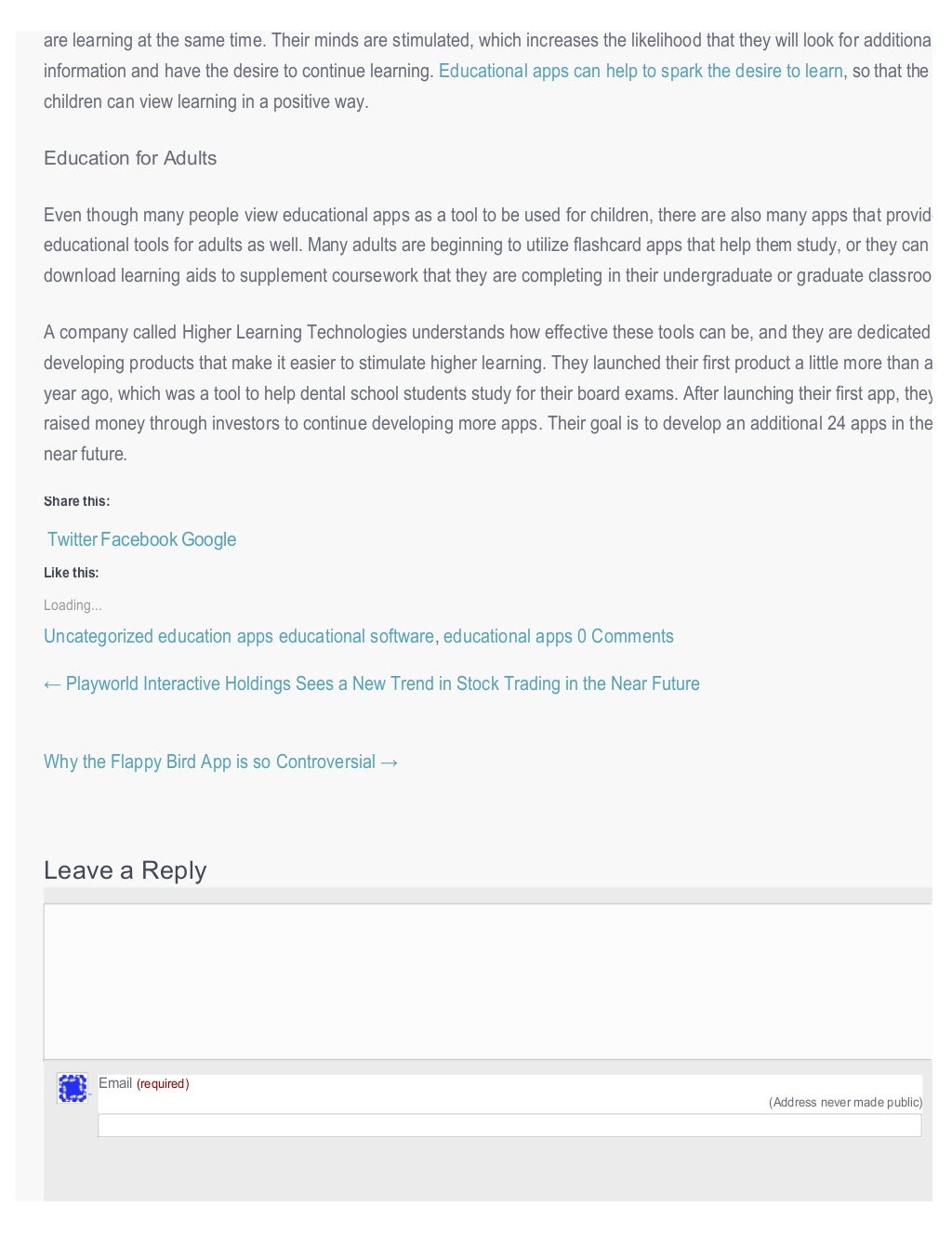 Playworld Interactive Holdings - How Educational Apps Can Stimulate ...