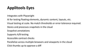 Playwright Visual Testing Best Practices, presented by Applitools | PDF