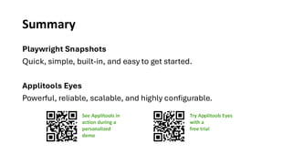 Playwright Visual Testing Best Practices, presented by Applitools | PDF