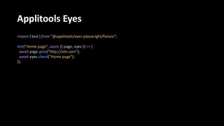 Playwright Visual Testing Best Practices, presented by Applitools | PDF