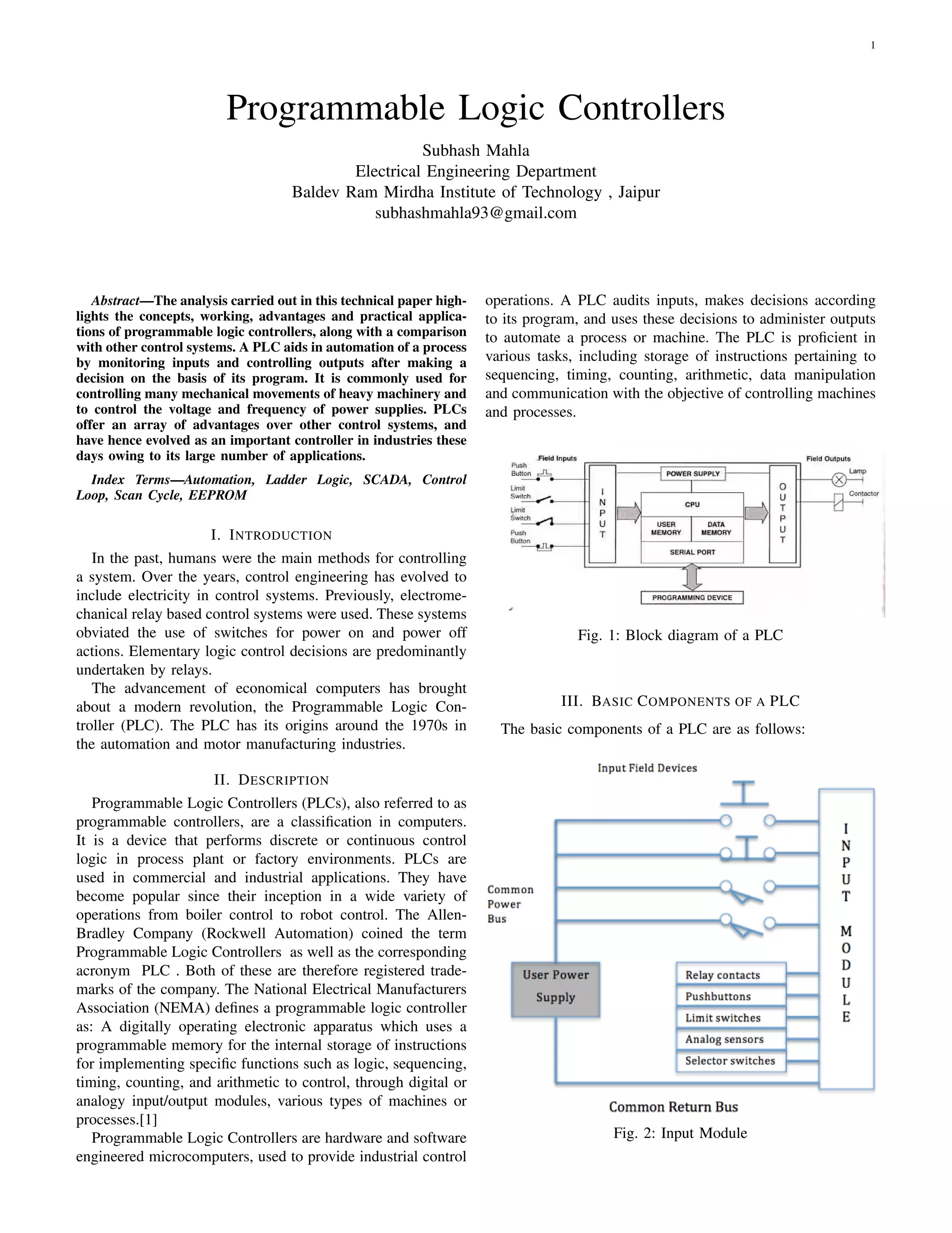Programmable Logic Controllers Paper (PLC) SM54 | PDF