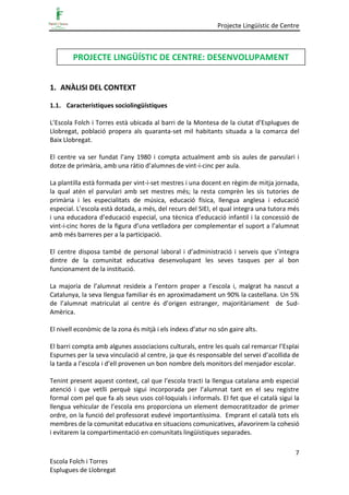 Projecte Lingüístic de Centre | PDF