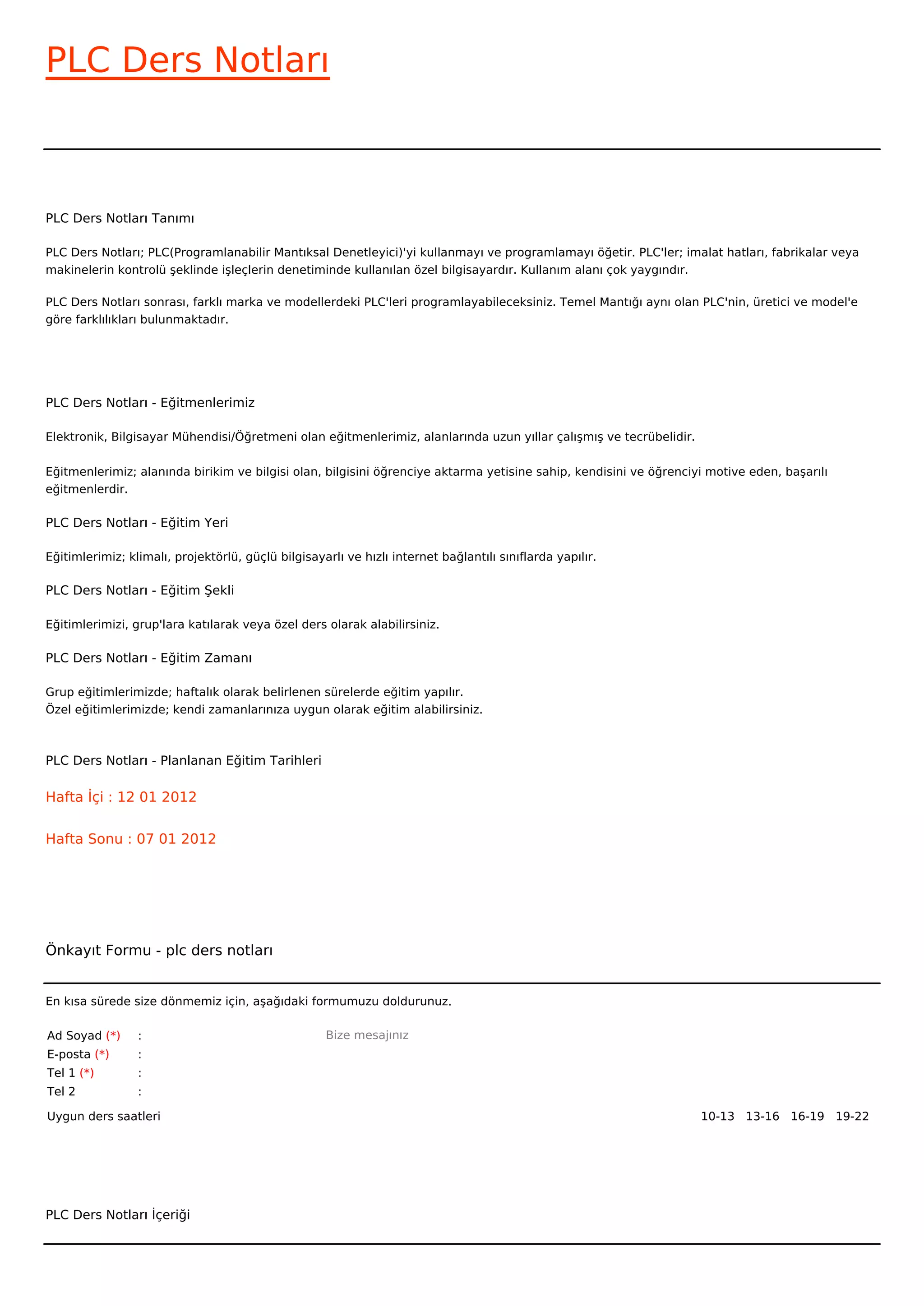 Plc ders-notlari | PDF