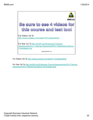 PLC Networking Basics - Instructor's notes | PDF