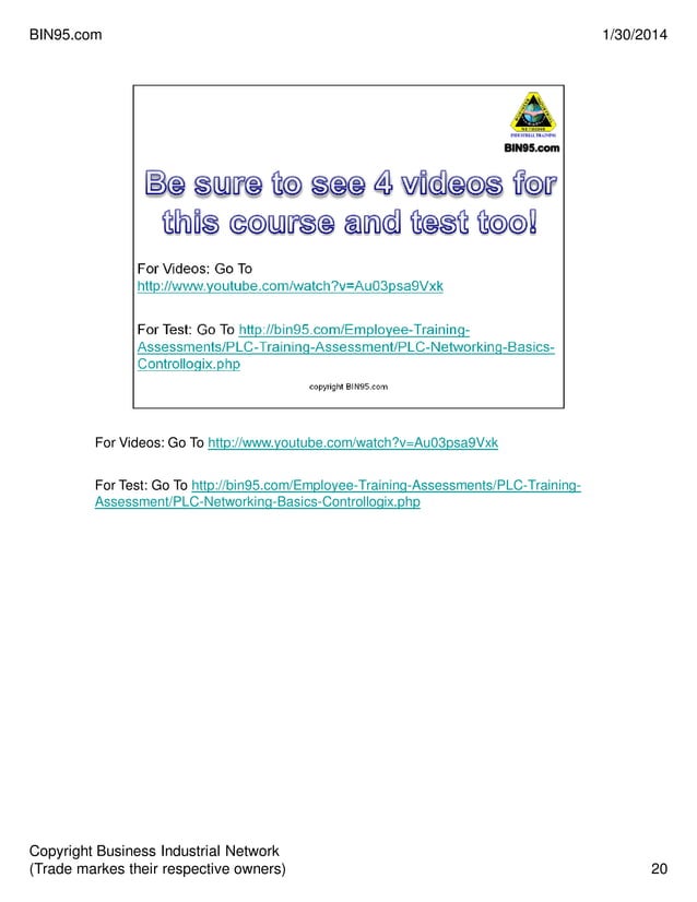 PLC Networking Basics - Instructor's notes | PDF