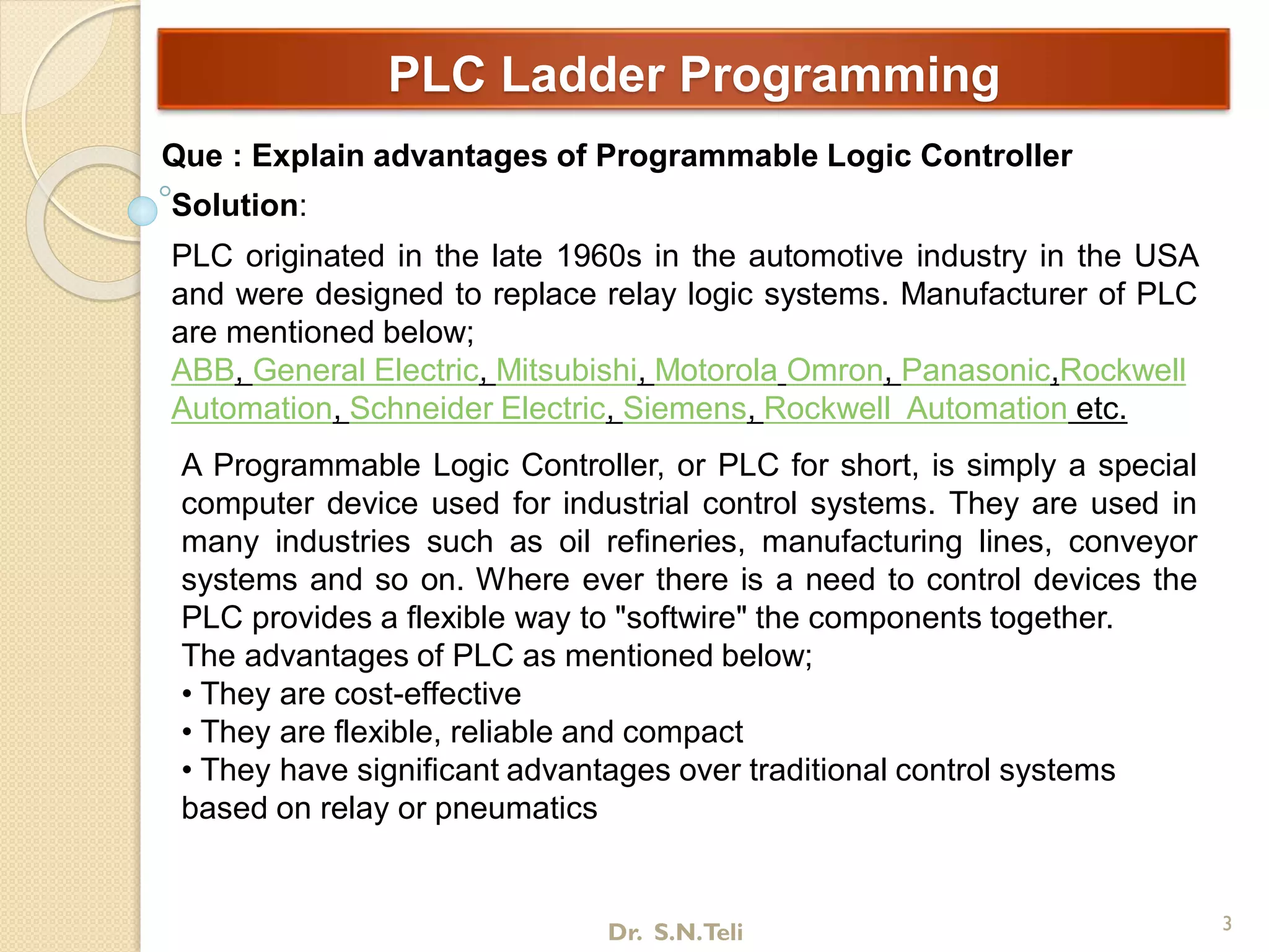 PLC Ladder Programming [Mechatronics] | PDF
