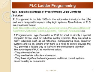 PLC Ladder Programming [Mechatronics] | PDF