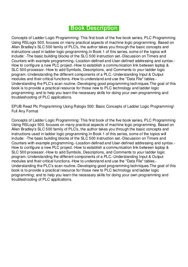 EPUB Read Plc Programming Using Rslogix 500 Basic Concepts Of Ladder EPUB Read Plc Programming Using Rslogix 500 Basic Concepts Of Ladder